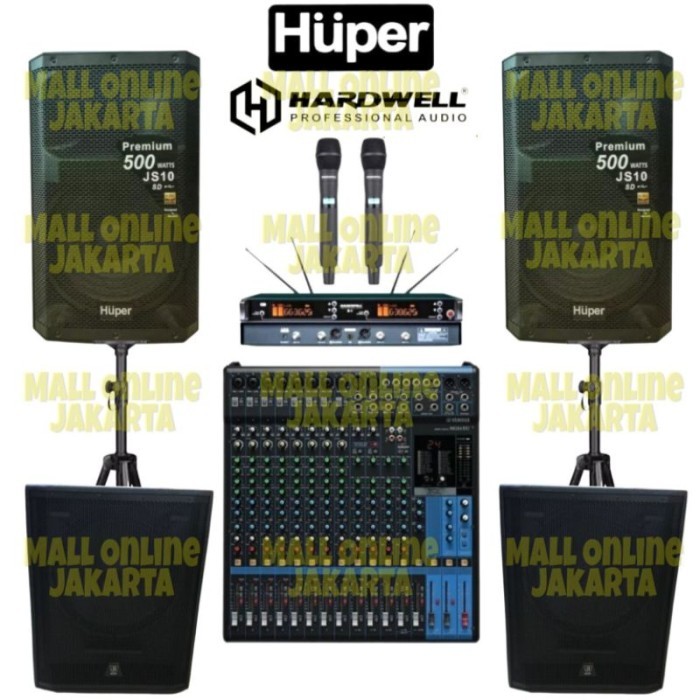Jual Paket Speaker Aktif Huper 15 Inch Js10 Subwoofer 18Inch Mixer 16 ...