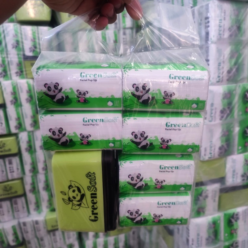 Jual [JATIM] Paket Tissue green soft pop up 6pcs tisu + free tempat ...