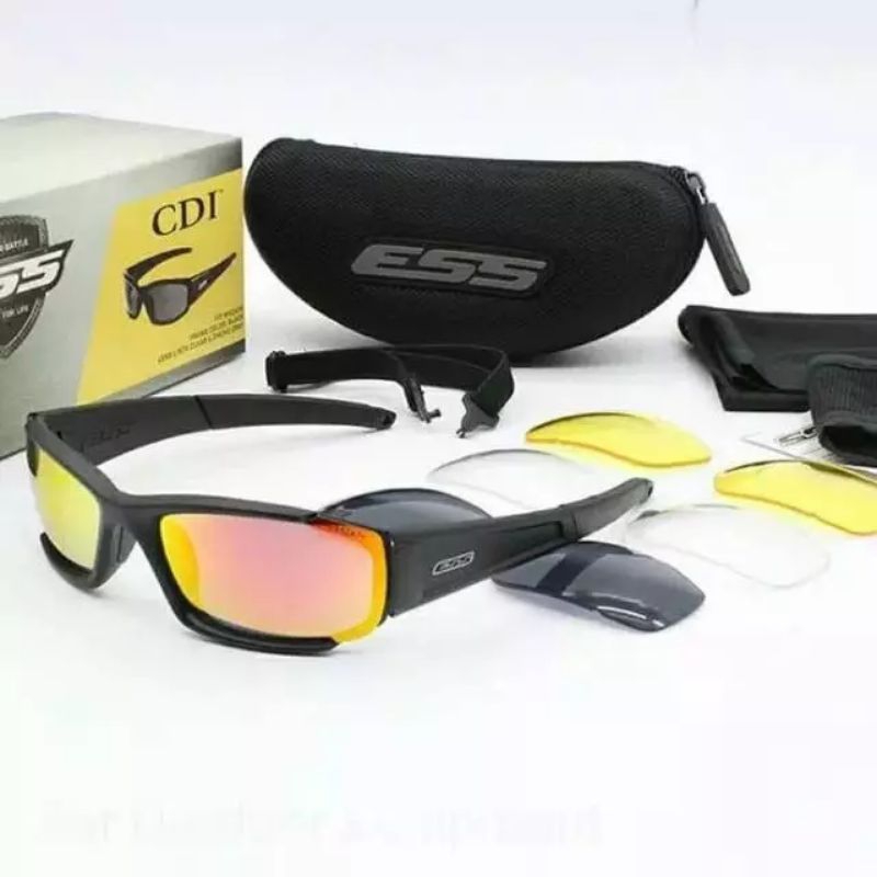 Jual kaca mata ESS CDI tactical outdor fulset 3 lensa | Shopee Indonesia