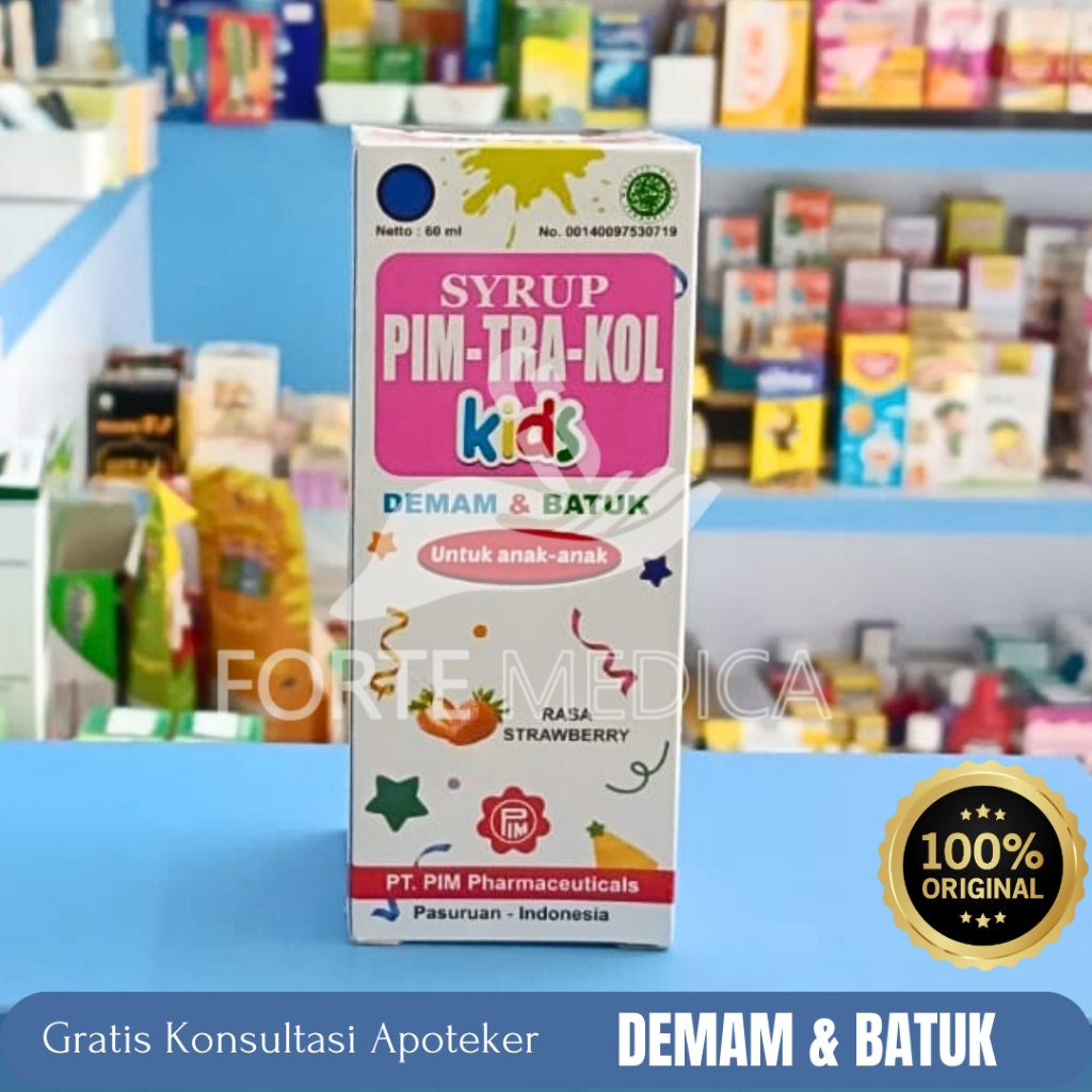 Jual PimTraKol Kids Sirup Rasa Strawberry (60 ml) - Sirup Demam dan ...