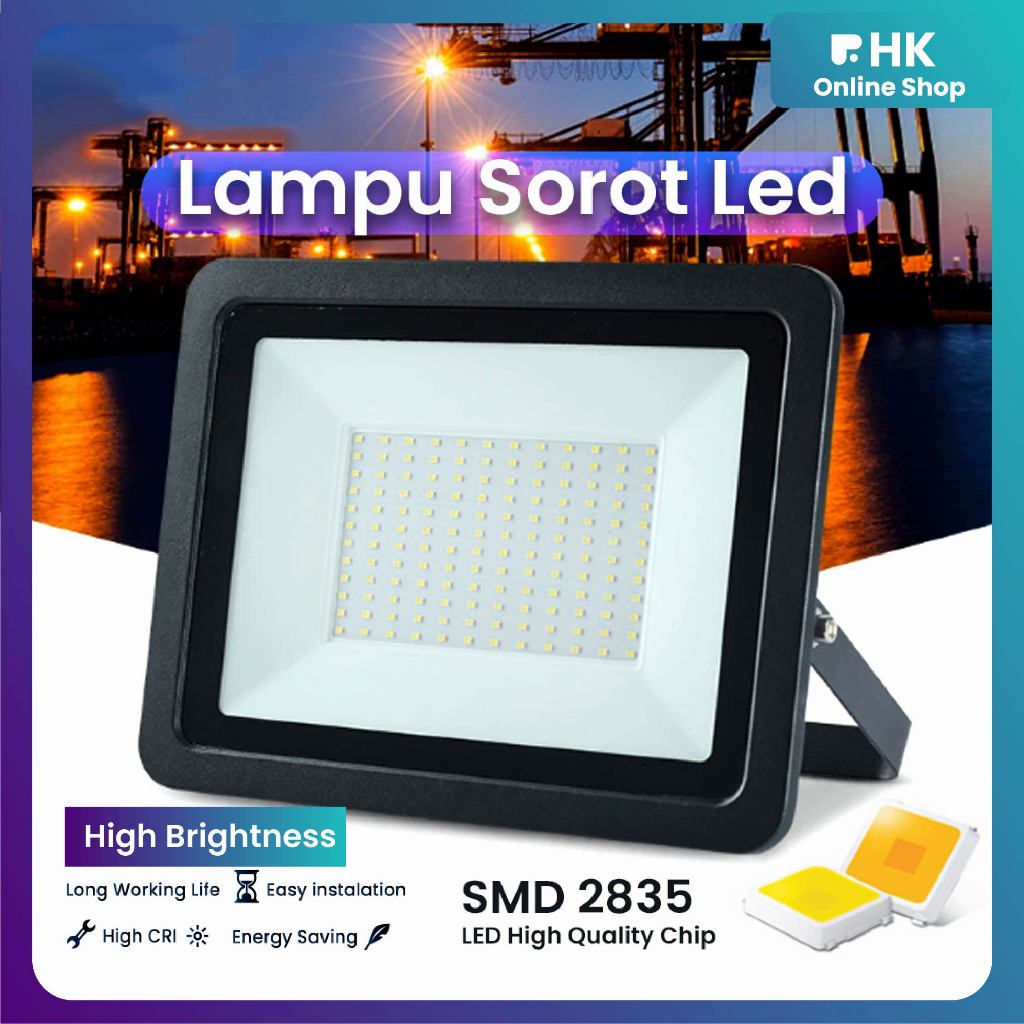 Jual HK-Lampu Sorot LED 10W/20W/30W/50W Floodlight IP65 Waterproof Putih/Kuning Tahan Air dan ...