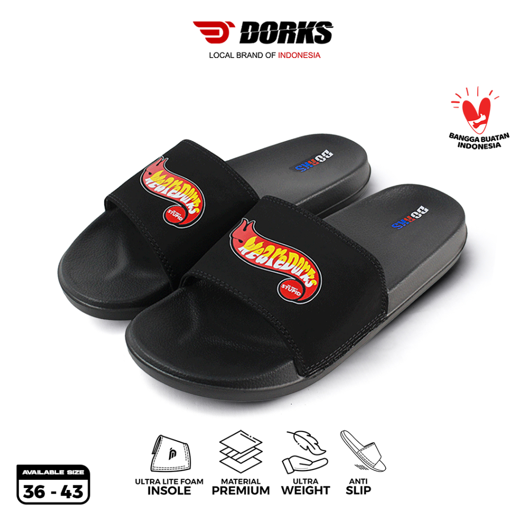 Jual Dorks - Fire Sandal Slop Casual Pria Wanita Sendal Slop Slipper ...