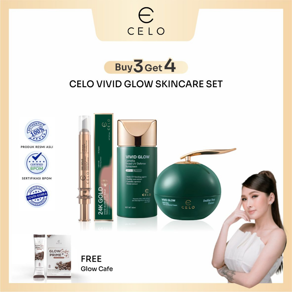 Jual CELO VIVID GLOW Skincare Set 3 in 1 [ Free Celo Glow Cafee ...