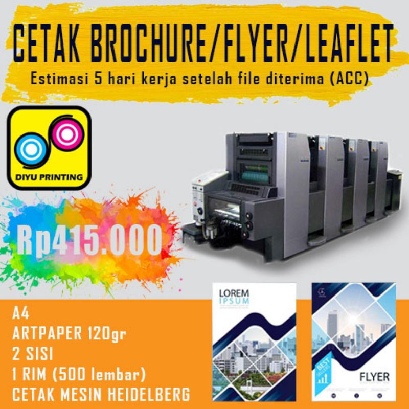 Jual Cetak Brosur/Brochure/Flyer/Leaflet | A4 | Art Paper 120gsm | 1 Rim | 2 Sisi | MURAH ...
