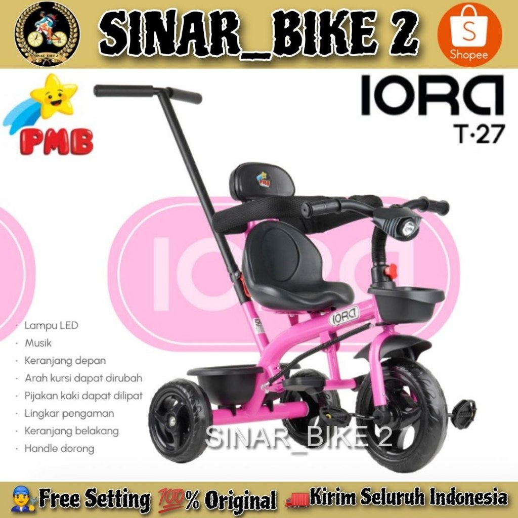 Jual Sepeda Anak Roda Tiga PMB Iora TC-06 & PMB IORA T 27 Stir Lampu ...