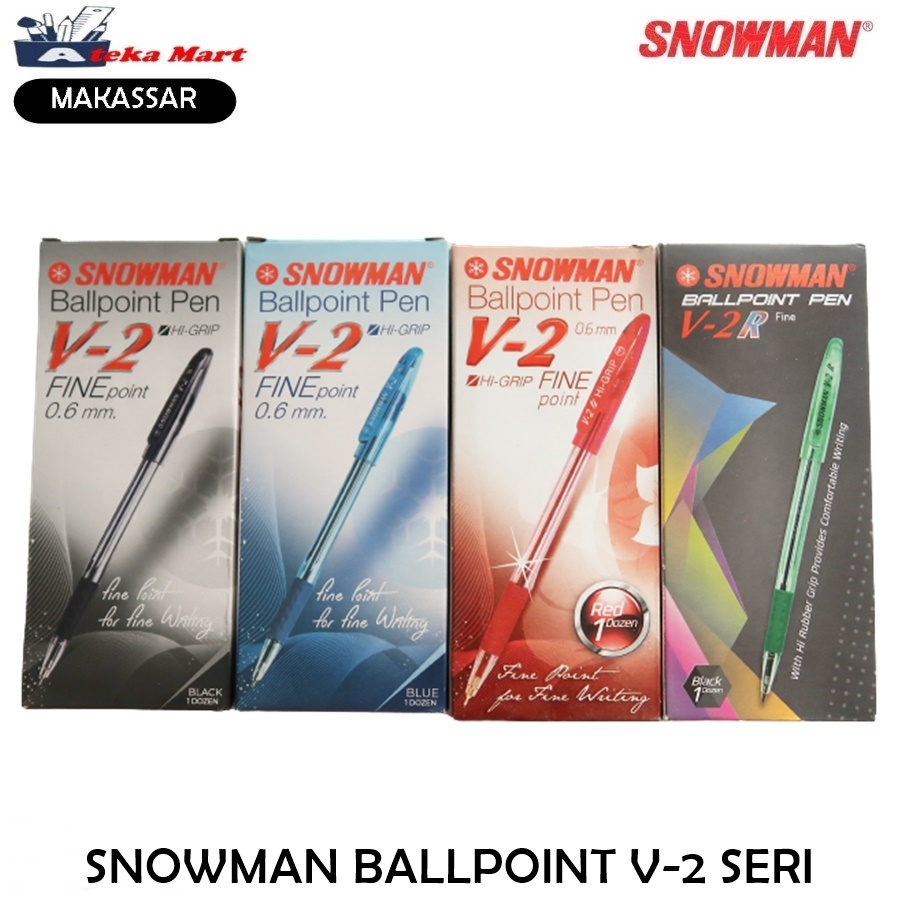 Jual [BOX/12PCS] SNOWMAN BALLPOINT V-2 V-2R PULPEN | Shopee Indonesia