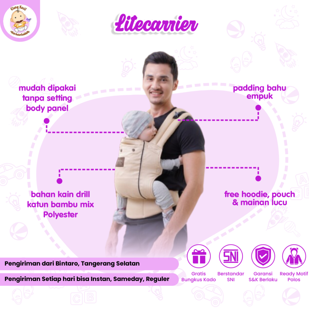Jual Lite Carrier SSC Cuddle Me Gendongan Bayi Kanguru Mshape ...