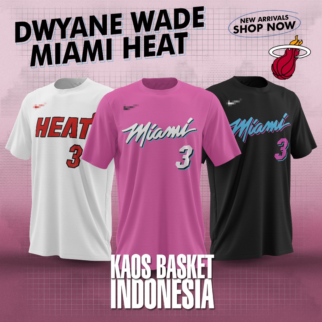Jual Baju Basket Pria Wanita NBA T shirt basket Kaos Miami Heat No 3 ...