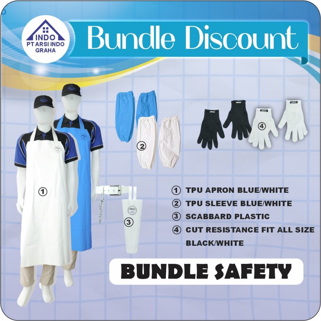 Jual Safety Equipment Set (TPU APRON BLUE/WHITE, TPU SLEEVE BLUE/WHITE ...