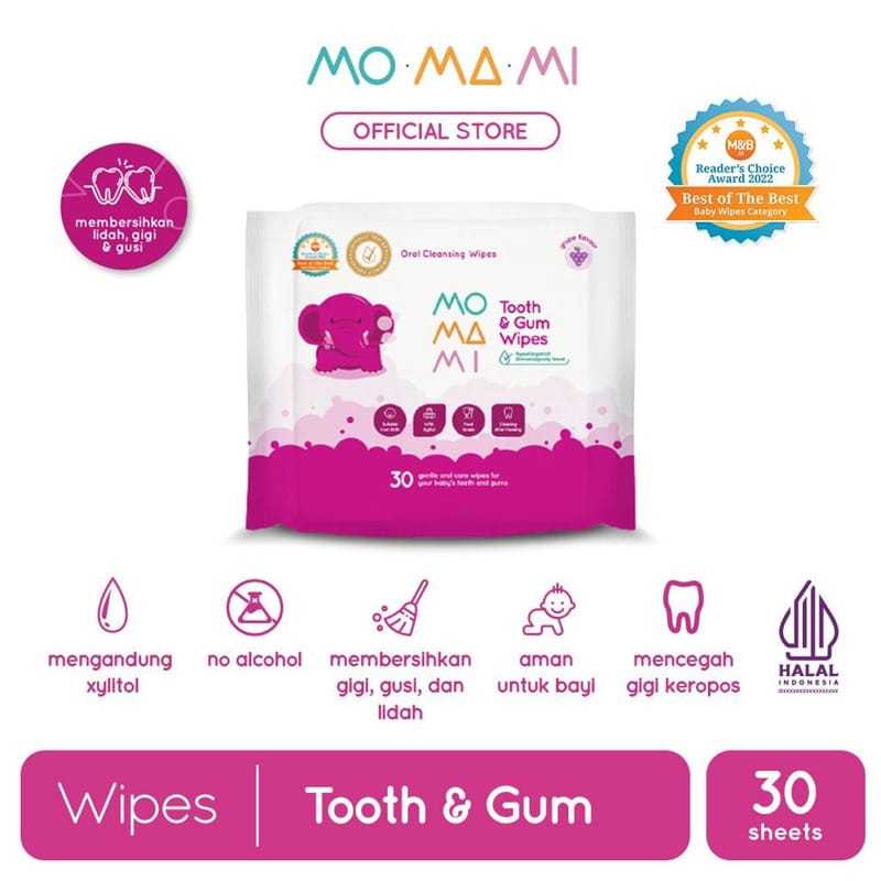 Jual MOMAMI TOOTH & GUM WIPES 20 - 30 SHEET | Shopee Indonesia