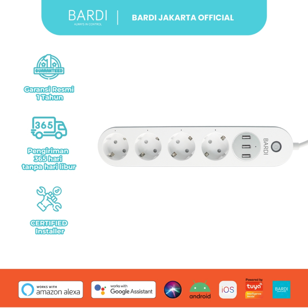Jual BARDI Smart Power Strip Extension Steker Stop Kontak Socket Plug WiFi | Shopee Indonesia