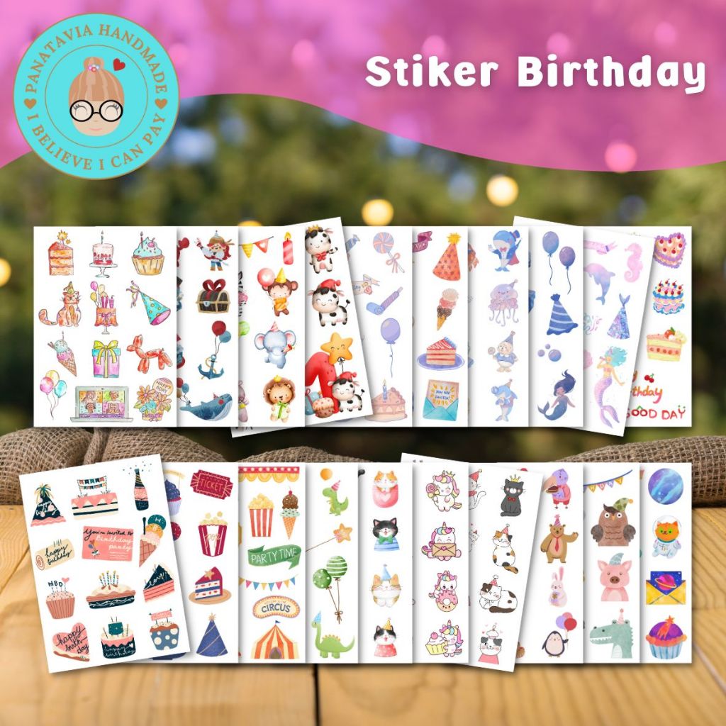 Jual Stiker Lucu ♡ Tema Birthday| Stiker Tahan Air | Stiker tahan Cuaca ...