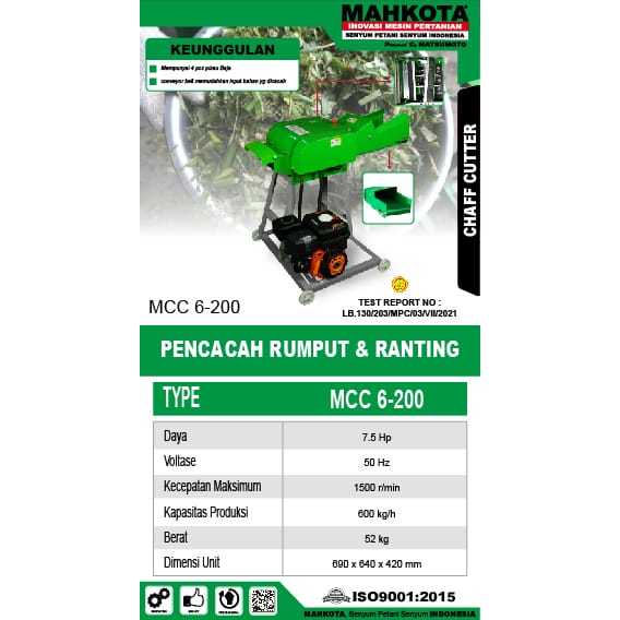 Jual MAHKOTA MCC 6-200 Mesin Pencacah Rumput Ranting / Mesin Cacah ...