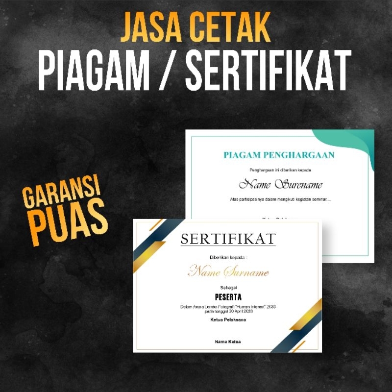Jual Cetak Piagam/Sertifikat Murah | Shopee Indonesia