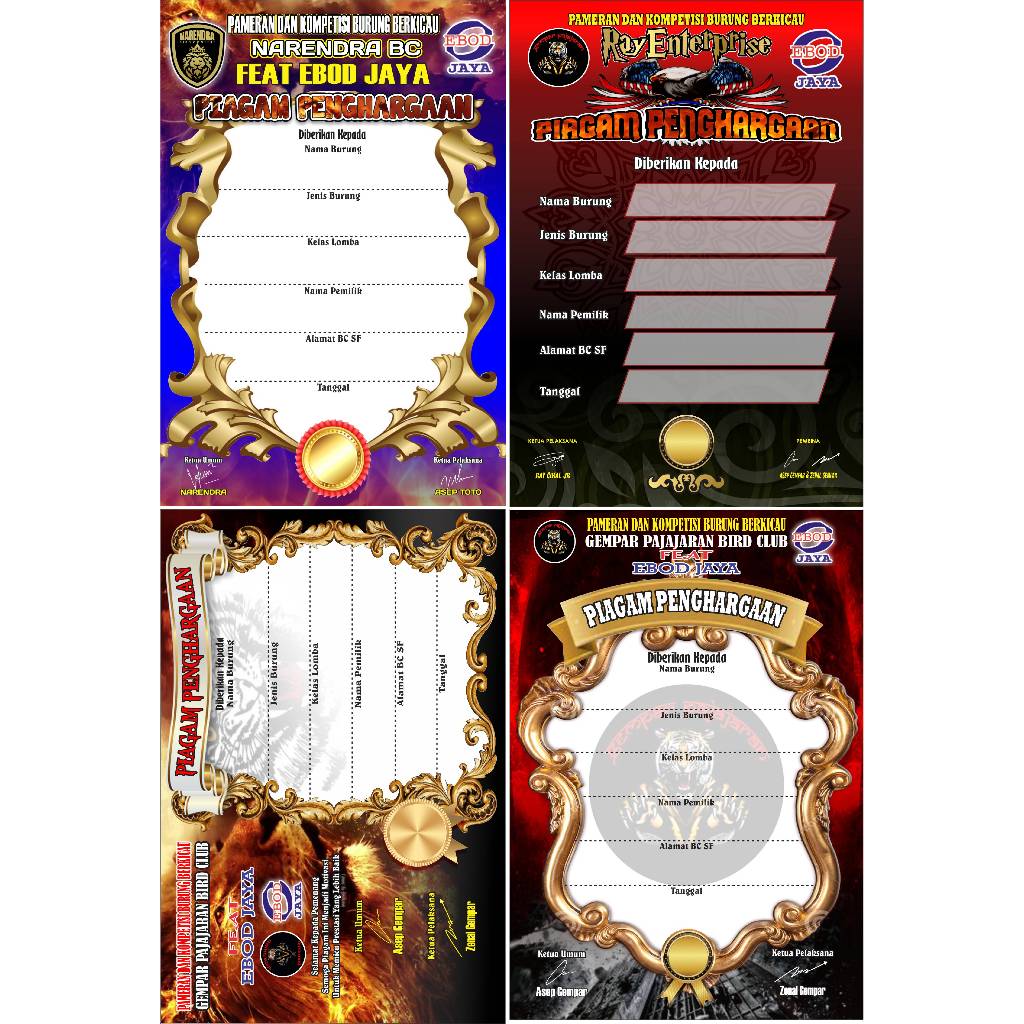 Jual PRINT PIAGAM BURUNG/KONTES | Shopee Indonesia