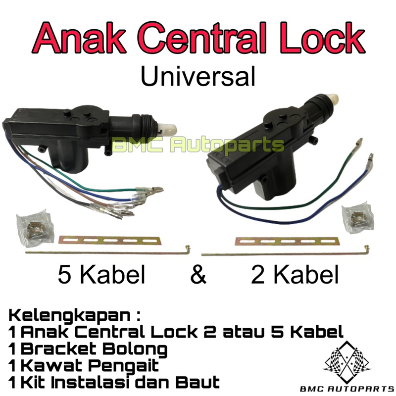Jual Anak Central Lock Mobil 2 & 5 Kabel Universal Model Pistol ...