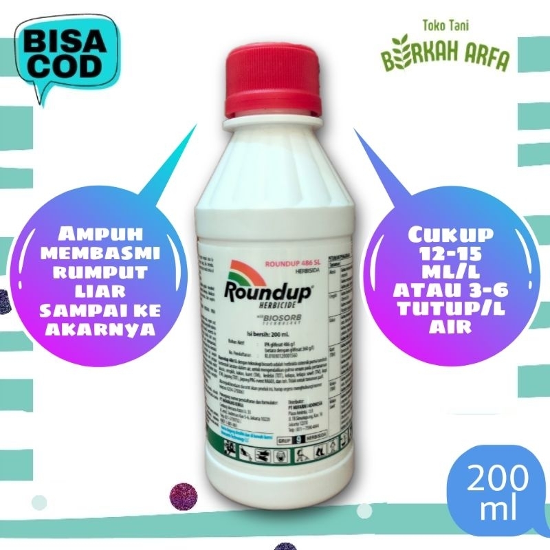 Jual ROUNDUP 486 SL 200 ml Pembasmi Rumput Sampai Akar Kemasan Pabrik ...
