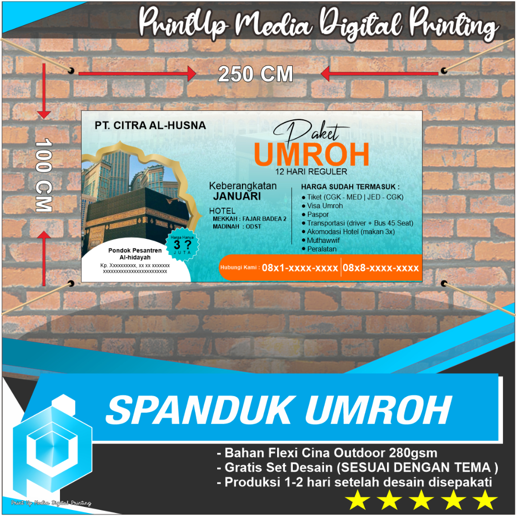 Jual SPANDUK BANNER BALIHO UMROH FREE DESAIN CUSTOM | Shopee Indonesia
