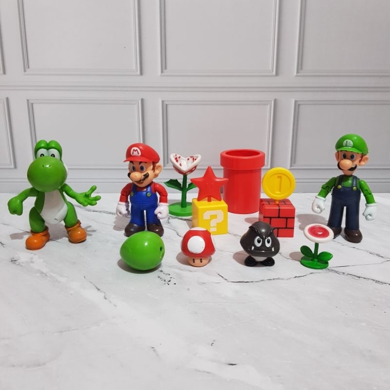Jual Mainan Diecast Action Figure Mario Bros - Action Figure Full Set ...