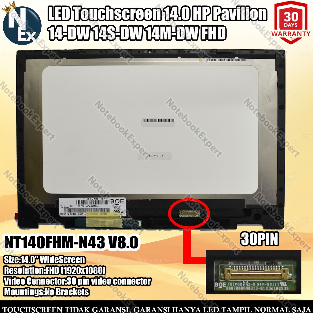 Jual LED Touchscreen 14.0 HP Pavilion 14-DW 14S-DW 14M-DW FHD | Shopee Indonesia