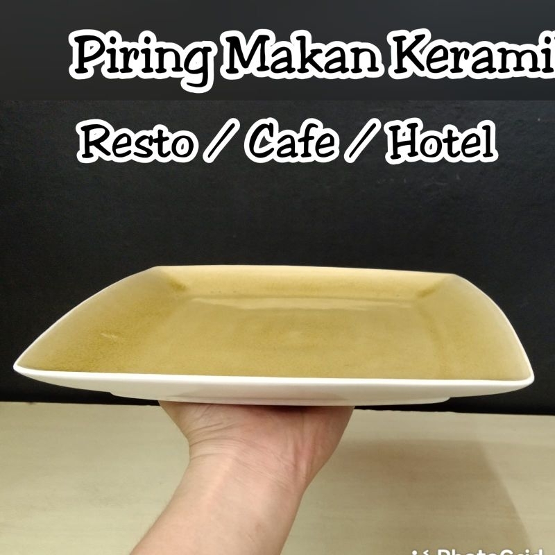Jual Piring 10" Makan Kotak Keramik Yellow / Piring Makan Resto Cafe ...