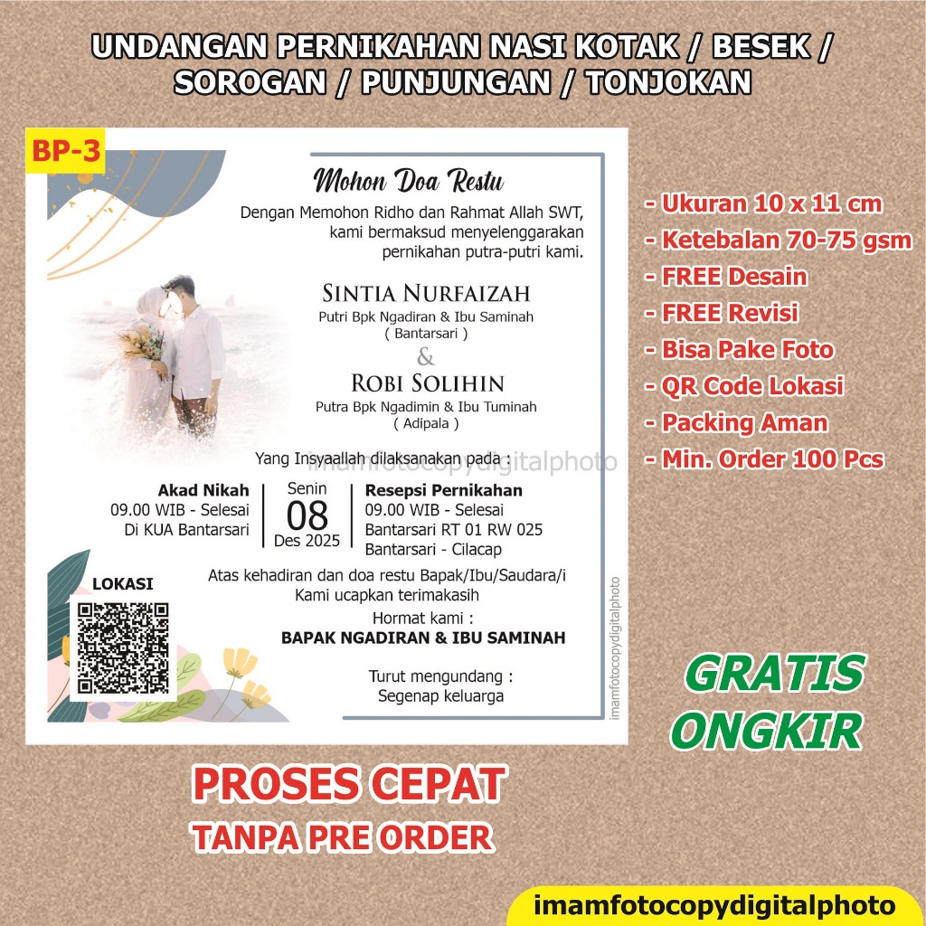 Jual UNDANGAN PERNIKAHAN BESEK WARNA | UNDANGAN NASI KOTAK BERWARNA ...