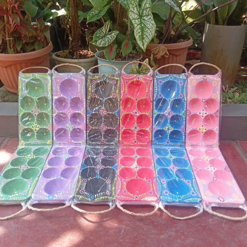 Jual Congklak Kayu Lipat / Dakon Kayu Warna Plus 100 Biji Kerang Asli ...