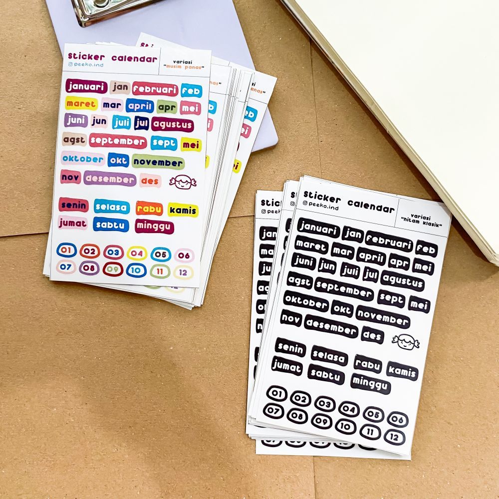 Jual PEEKO Calendar Sticker Sheet / Stiker Kalender Kiss Cut | Shopee ...