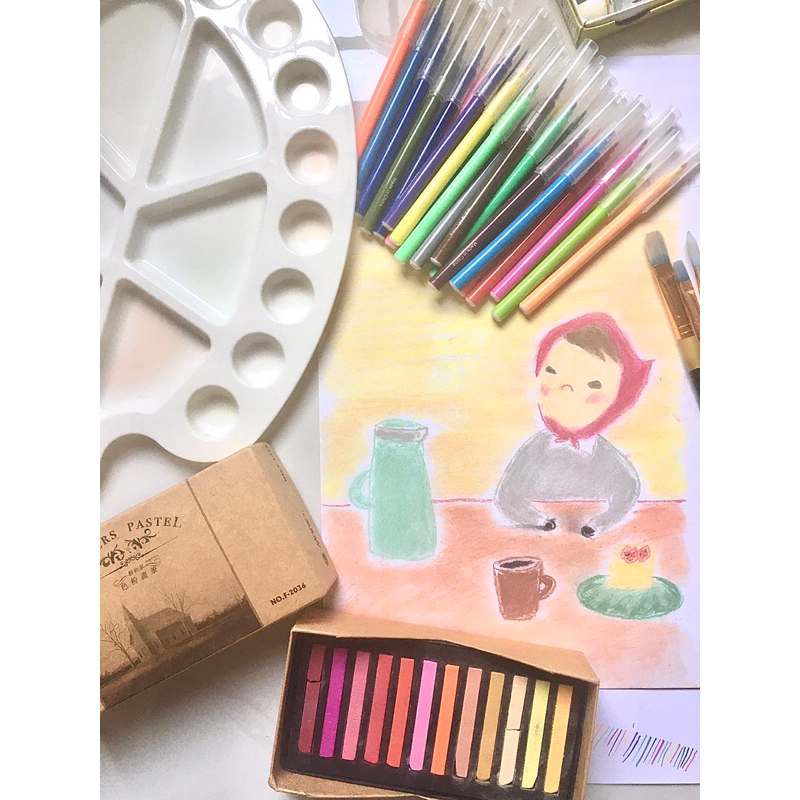 Jual SET ALAT GAMBAR (masters pastel crayon lyra glotto brush kuas ...