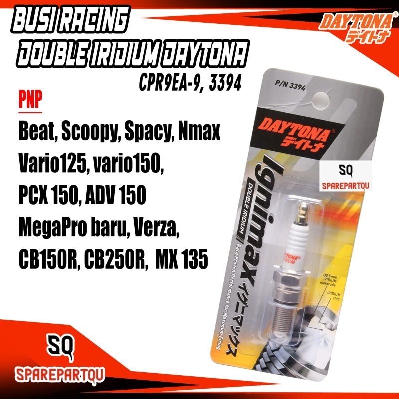 Jual BUSI DAYTONA DOUBLE IRIDIUM VARIO PCX ADV 125 150 MEGAPRO JUPITER MX 135 CPR9EA-9 | Shopee ...