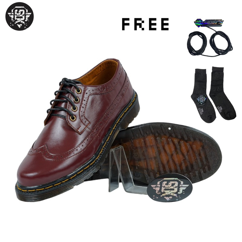 Jual sidik's-sepatu casual merah maroon derby polkadot sepatu kerja ...