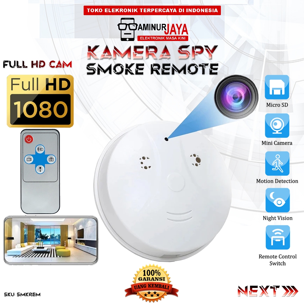 Jual Spycam Camera CCTV Mini Non Wifi Smoke Detector Kamera Resolusi HD ...