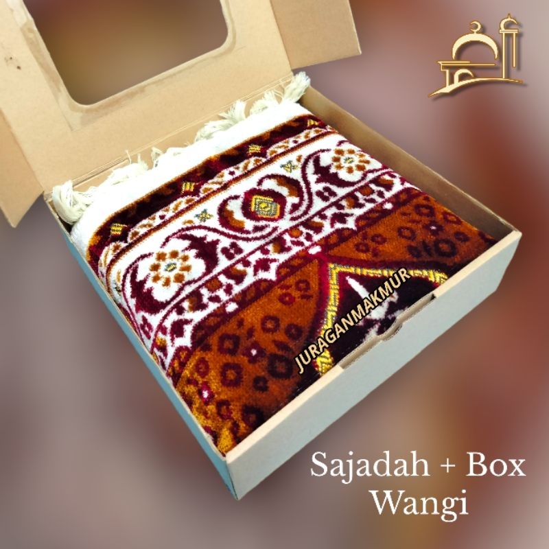 Jual sajadah turki turkey wangi + box souvenir ukuran 70x110 cm ...