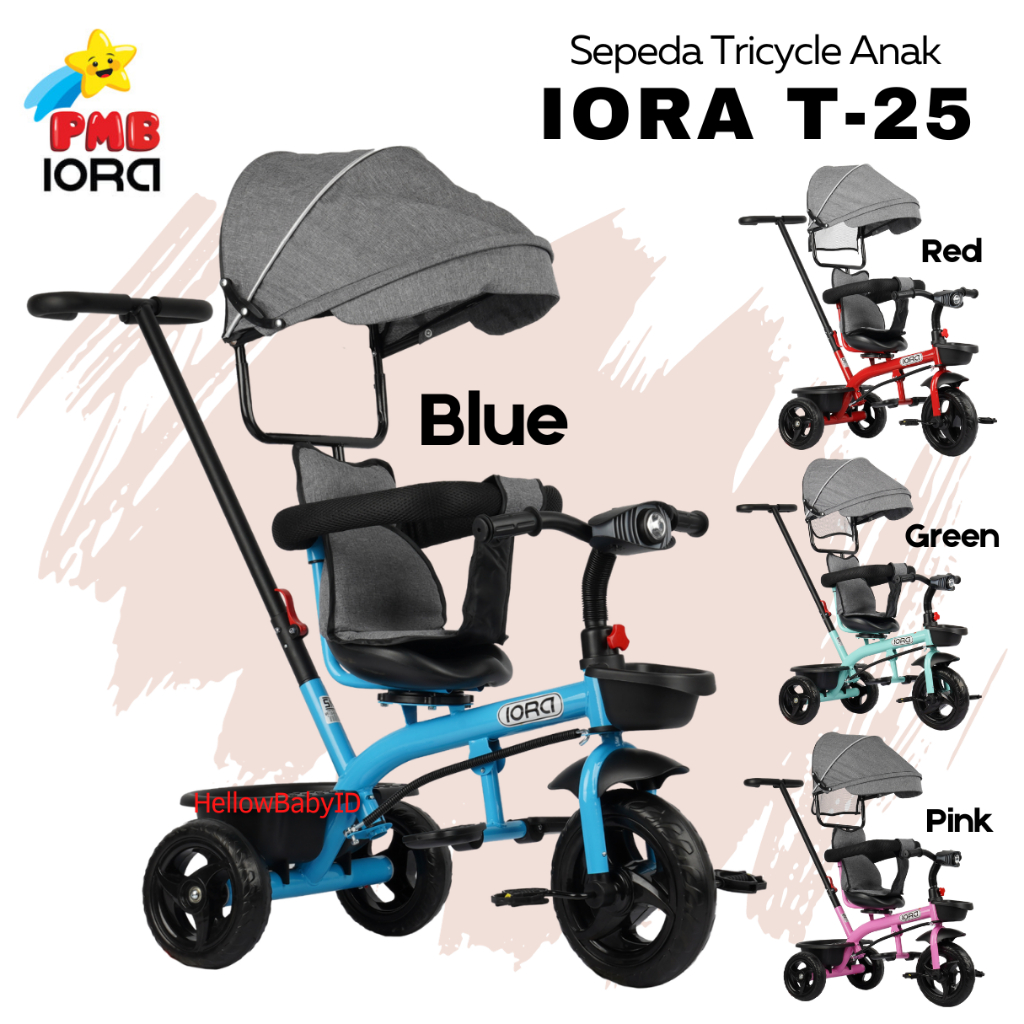 Jual SEPEDA RODA TIGA ANAK / TRICYCLE IORA T25 DENGAN PENDORONG DAN ...