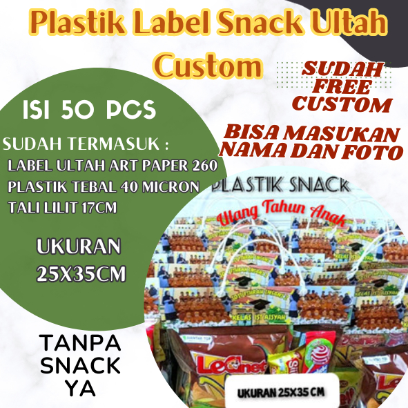 Jual [50Pcs]Plastik Label Snack Ultah Custom Uk 25X35cm Ulang Tahun ...