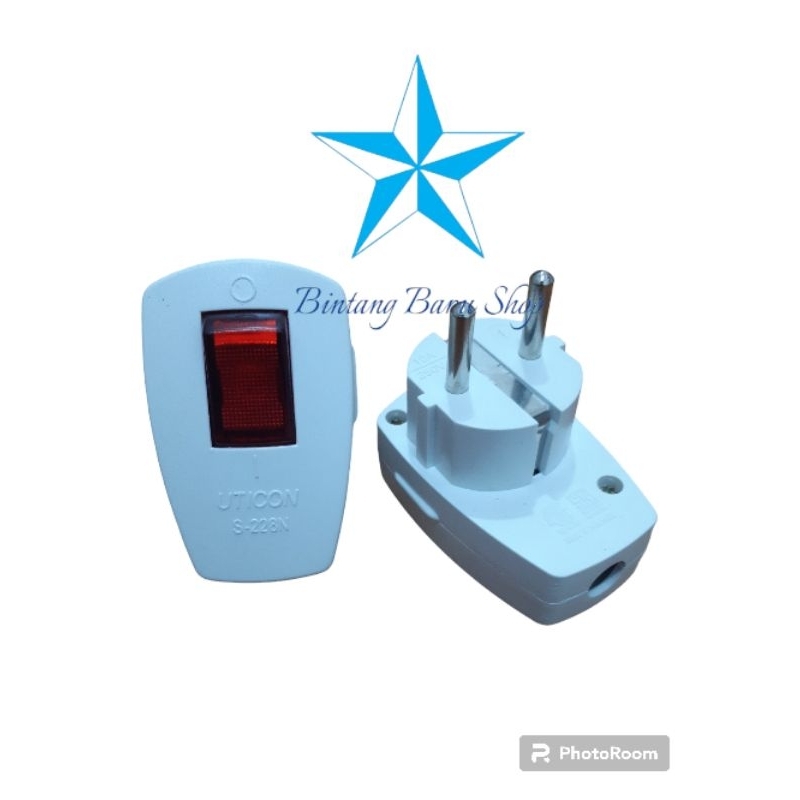 Jual Steker Uticon Lampu (ada saklar) / Colokan Uticon ada lampu ...