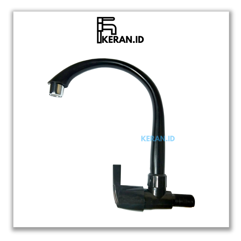 Jual [KERAN.ID] Kran Angsa Model engkol PVC / keran cuci piring hitam ...