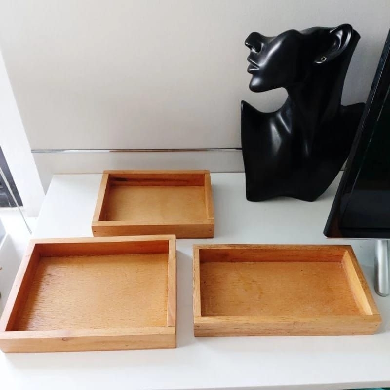 Jual Wood Nampan Aesthetic, nampan kayu, nampan rustic, tray kayu, tray ...