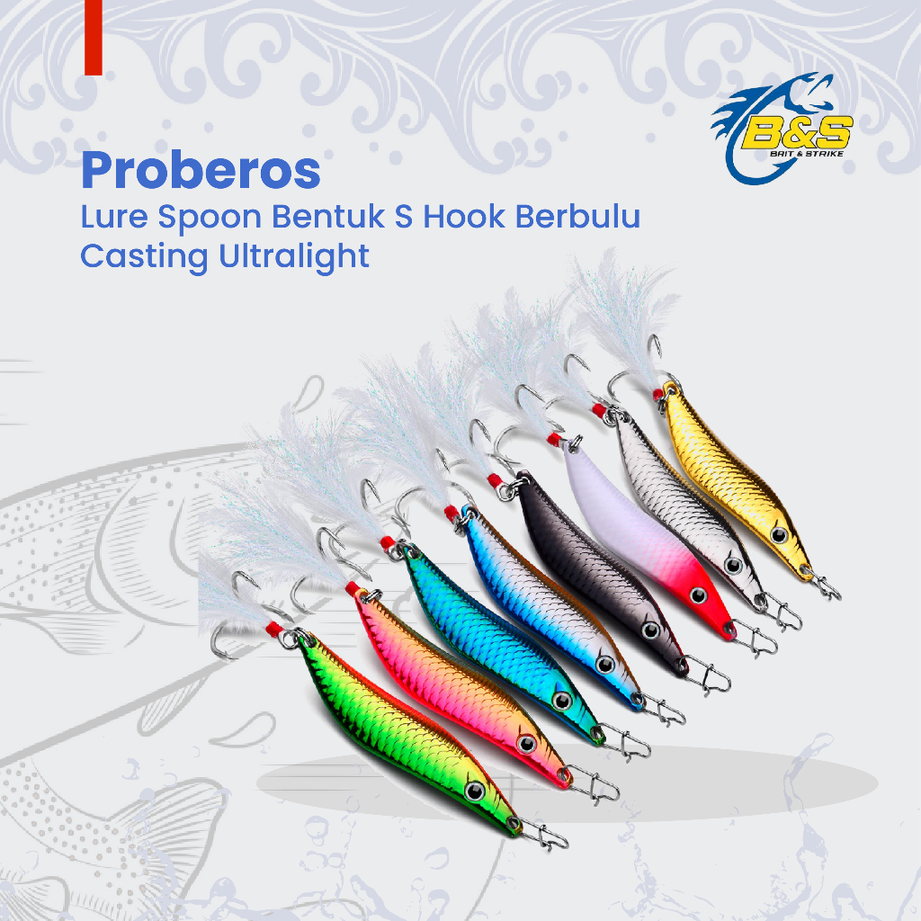 Jual PROBEROS Umpan Pancing Lure Spoon Bentuk S Hook Berbulu 7G/10G/14G/20G Lure Casting ...