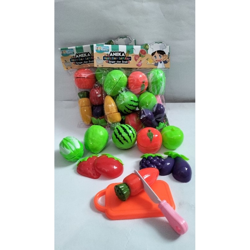 Jual MAINAN BUAH BUAHAN POTONG MF 19 /BUAH PLUS TALENAN DAN PISAU/ANEKA ...
