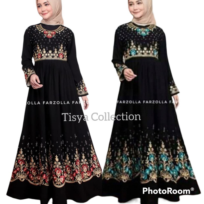 Jual abaya arab premium gamis hitam terbaru bordir komputer tanam ...