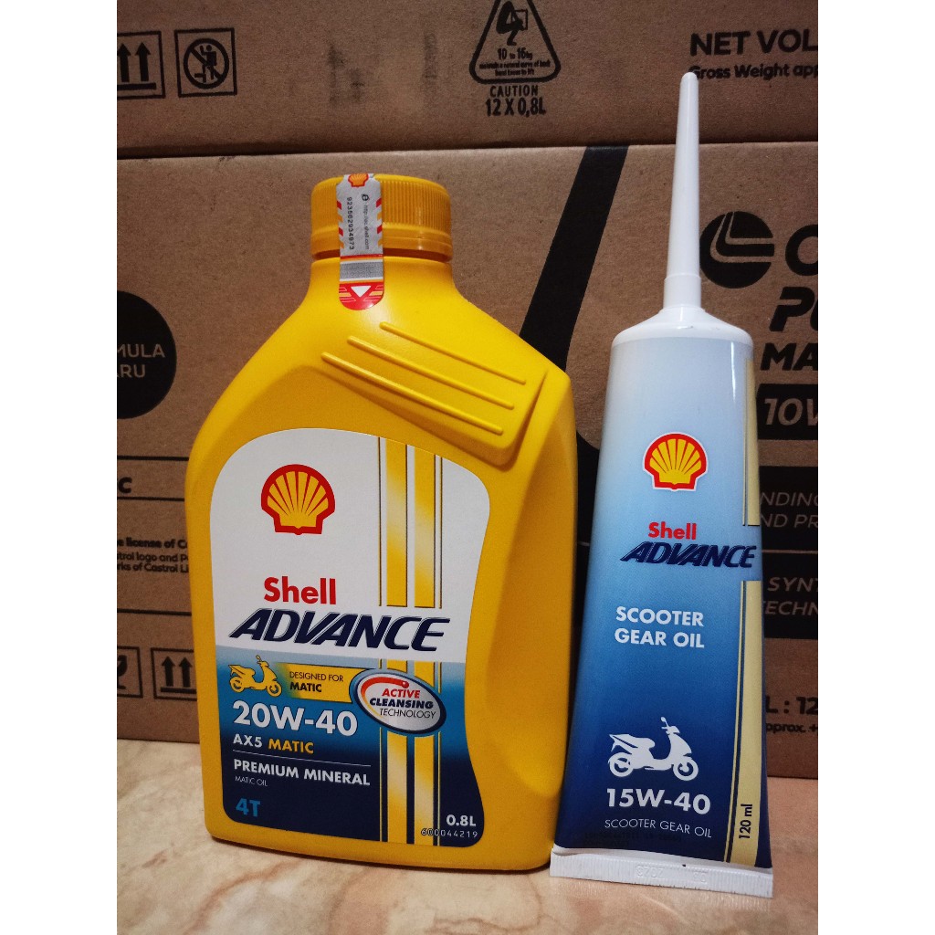 Jual PAKET OLI MESIN MATIC SHELL ADVANCE AX5 SCOOTER MATIC 20W-40 800ML ...