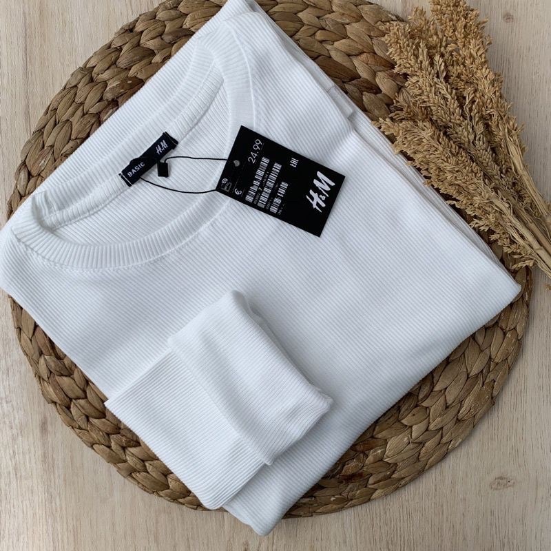 Jual Baju Rib Wanita Basic Rib lengan panjang Kaos Rajut | Shopee Indonesia