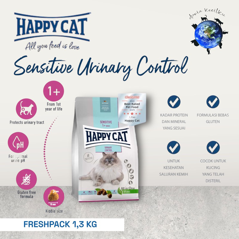 Jual Happy Cat Sensitive Urinary Control Adult Cat (FRESHPACK 1,3 KG ...