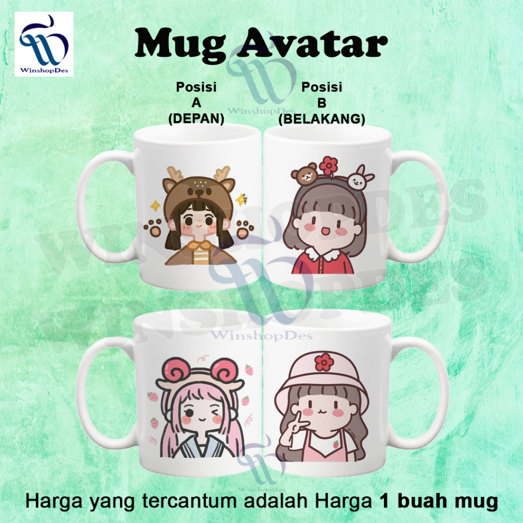 Jual MUG CUSTOM LUCU AVATAR / GELAS CUSTOM / MUG AVATAR (KARIKATUR ...