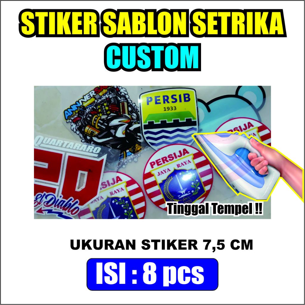 Jual Stiker SETRIKA CUSTOM Printing DTF per 8 pcs Sablon Setrika Satuan ...