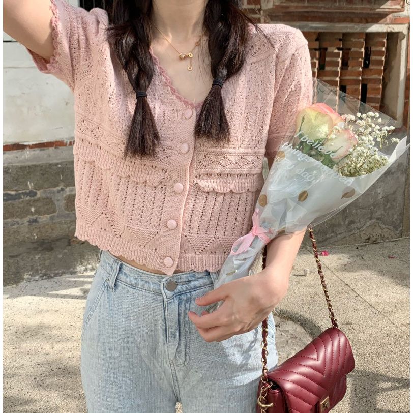 Jual 【Tiktop】Pakaian Wanita Baju Atasan Lengan Pendek Import Rajut Premium / Knit Premium korean ...