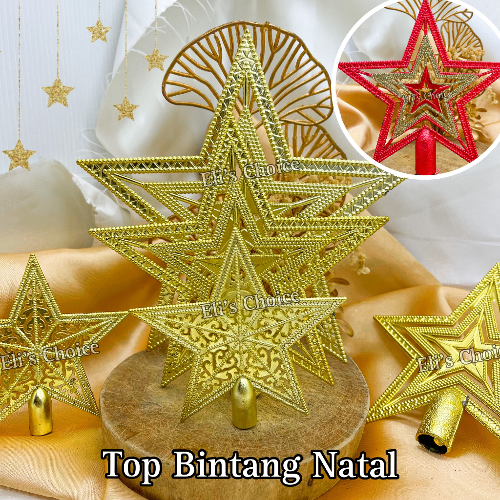 Jual HIASAN TOP BINTANG POHON NATAL / AKSESORIS DEKORASI ORNAMEN POHON ...