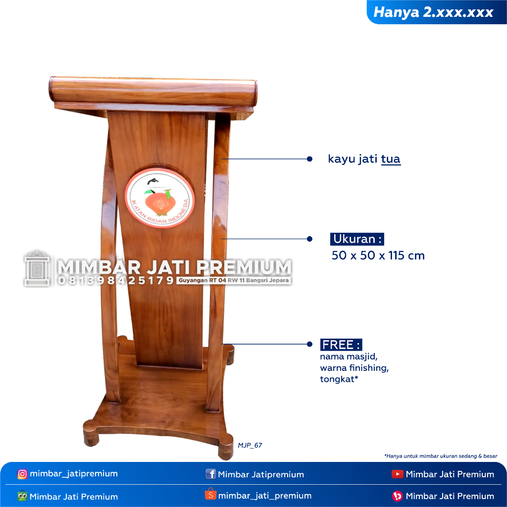 Jual meja podium minimalis jati mimbar masjid modern untuk khutbah ...