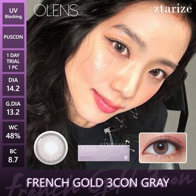 Jual ztarize - Ready Stock - Trial OLENS 🇰🇷 French Gold 3con Gray 1 Day Daily Soft Contact Lens ...